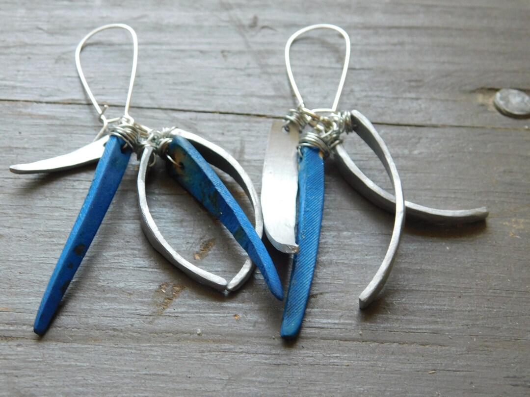 Frayed. Blue Coconut Shell Shards & Resin Shards Dagger Asymmetrical ...