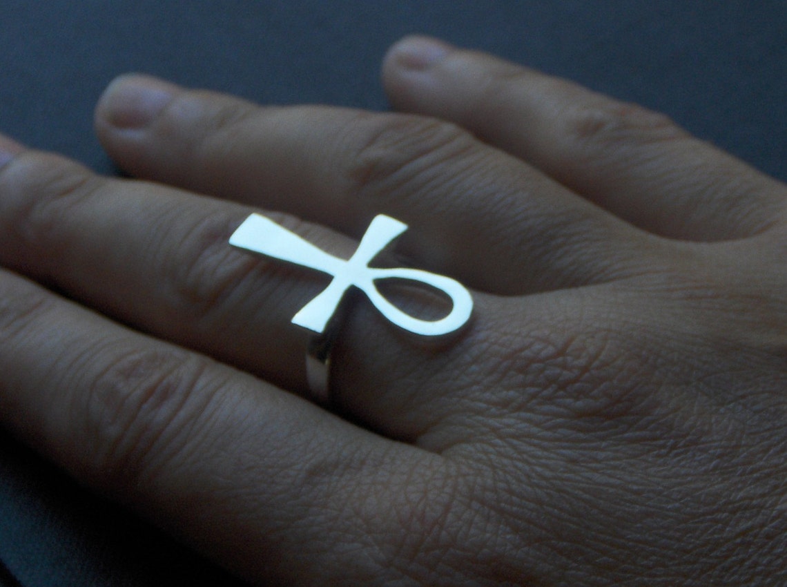 Huge Sterling Silver Ankh Cross Ring. Handmade to Your Size | Etsy