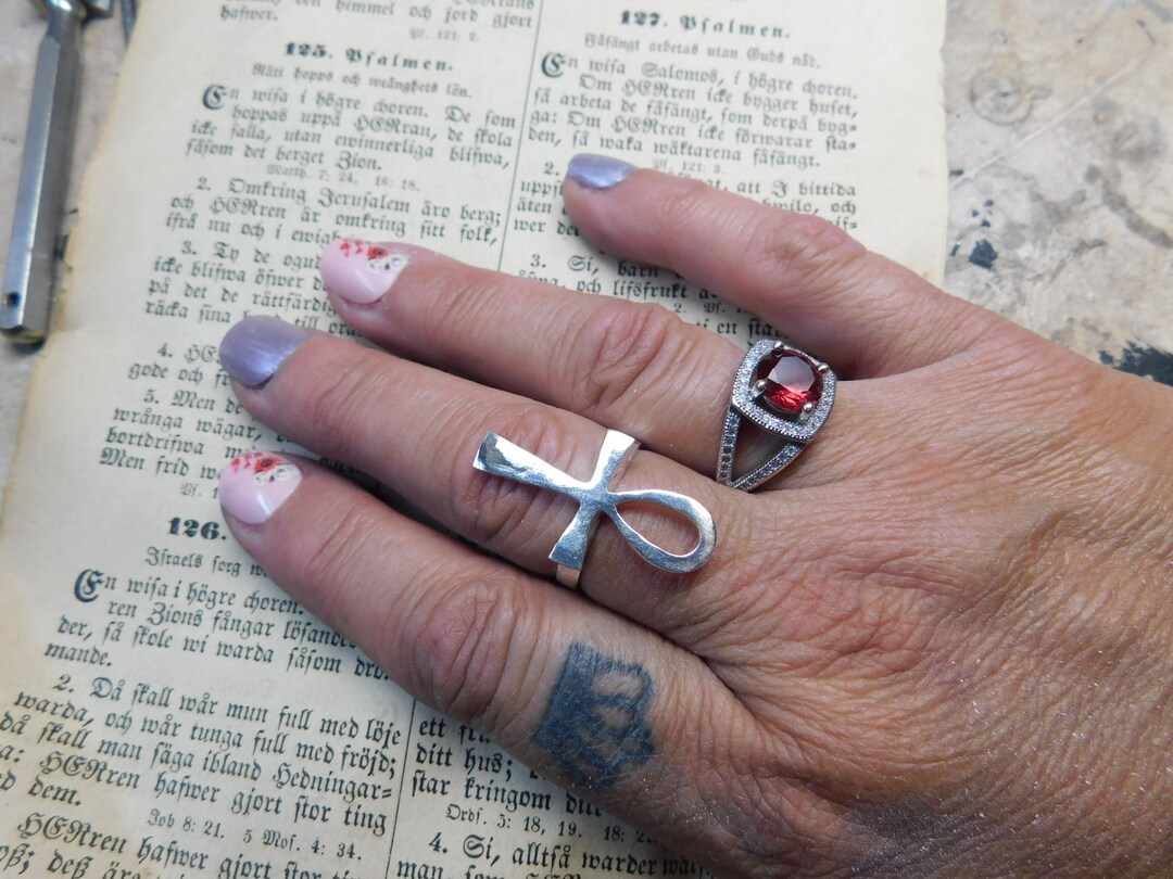 Huge Sterling Silver Ankh Cross Ring. Handmade to Your Size Ancient ...