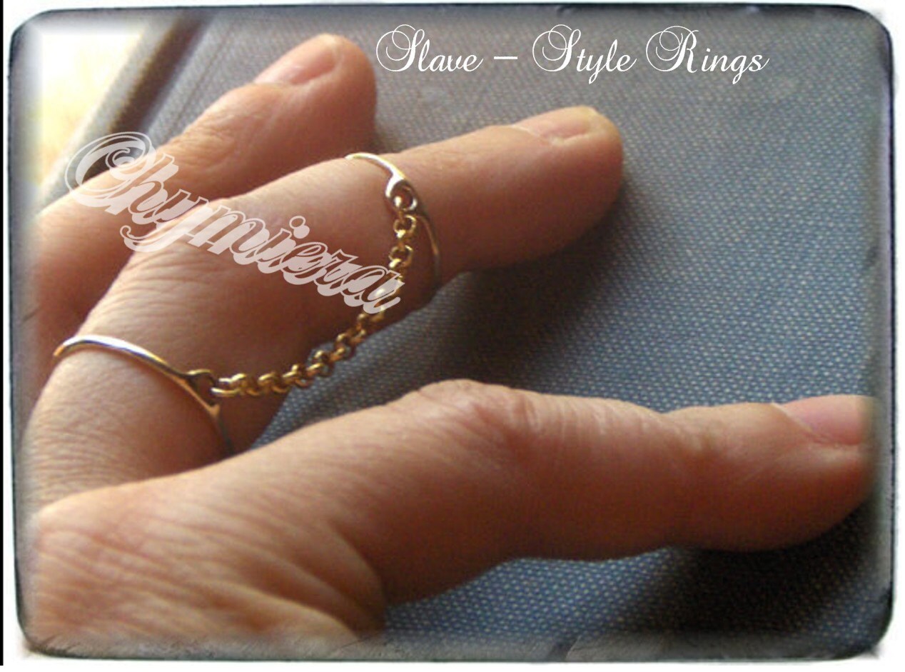 SLAVE Double Chain Connected Rings 10K Yellow Gold Chain - Etsy