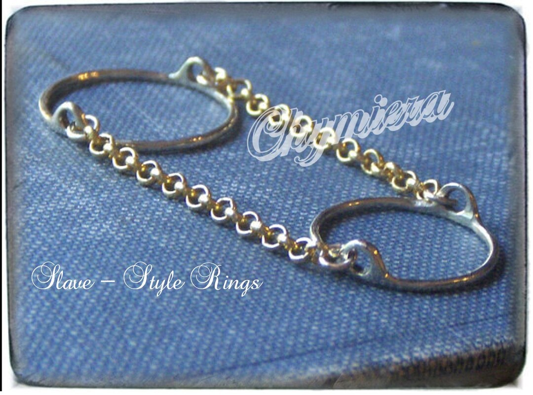 SLAVE Double Chain Connected Rings 10K Yellow Gold Chain Connected ...