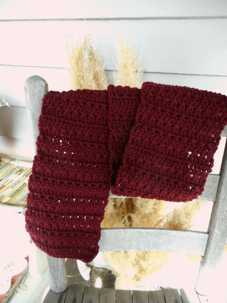 The Love for Blood Handmade Crochet Cable Scarf. Oxblood Burgundy Red ...