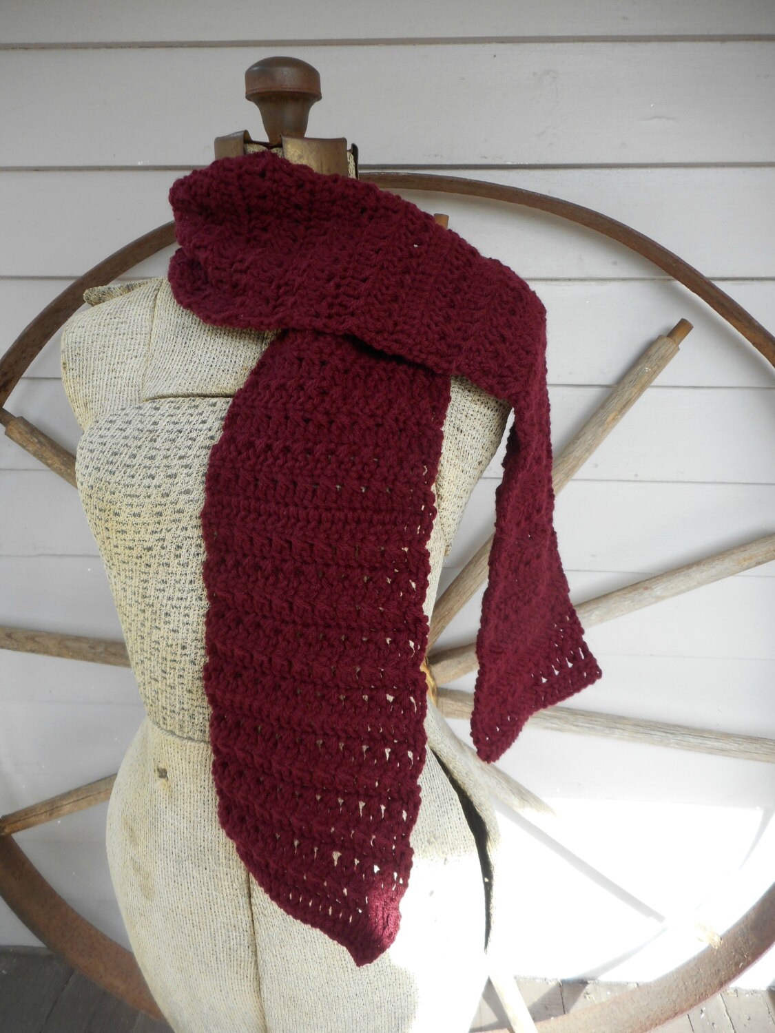 The Love for Blood Handmade Crochet Cable Scarf. Oxblood Burgundy Red ...