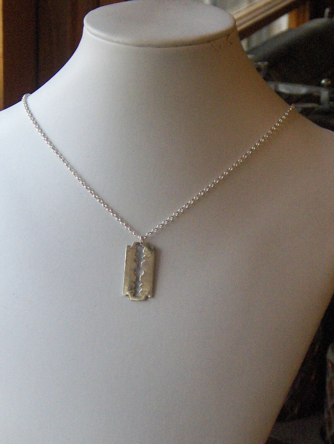 Runs With Razors Necklace .sterling Silver Cast Razor Blade Necklace ...