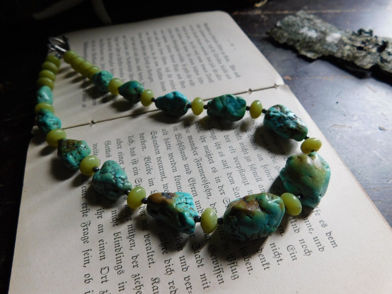 Vintage Native American Handmade Turquoise Yellow Jade | Etsy