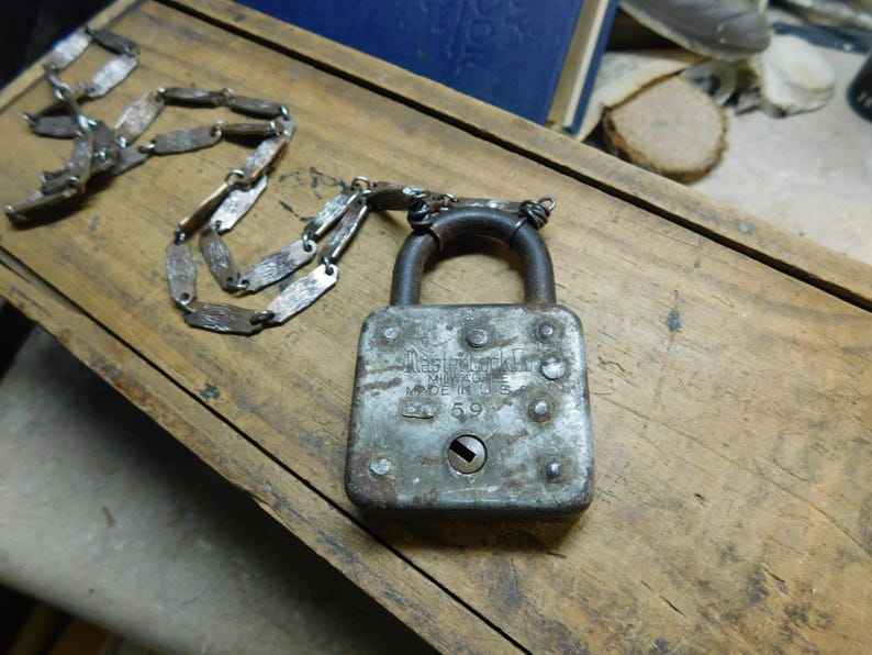 The Chain Gang. Antique Rusty Prison Padlock Grunge Necklace Choice of ...