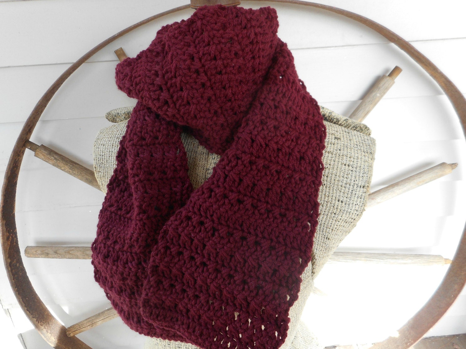 The Love for Blood Handmade Crochet Cable Scarf. Oxblood Burgundy Red ...