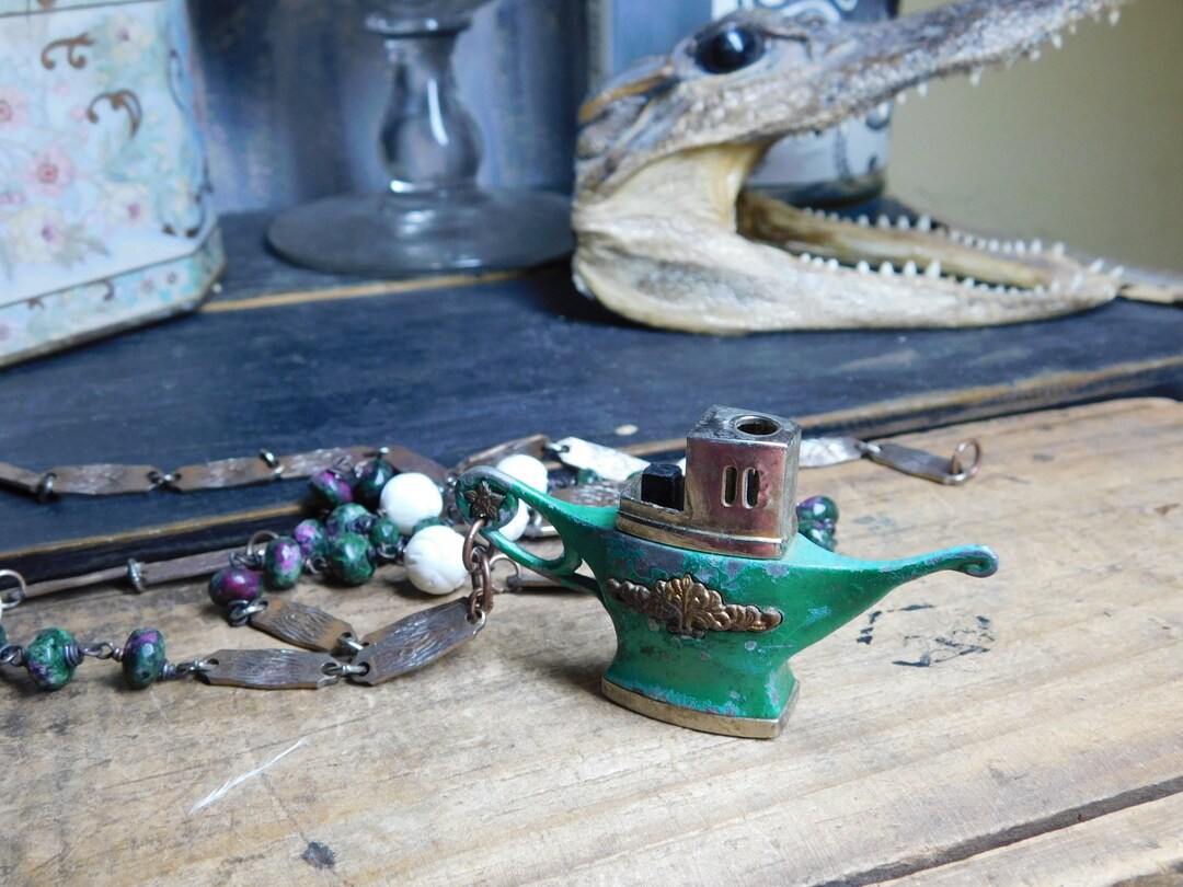 The Djinn of Frog Pond. Vintage Magic Genie Style Emerald Green Pocket ...