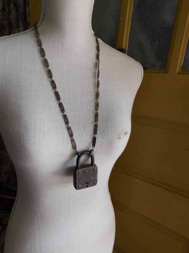 The Chain Gang. Antique Rusty Prison Padlock Grunge Necklace Choice of ...