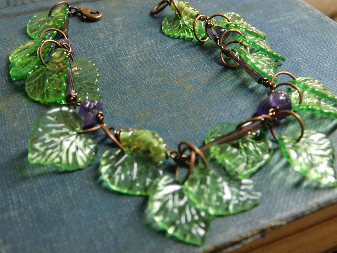 The Grapevine Bracelet . Glass Tube Beads, Amethyst, Glass Seed Beads ...