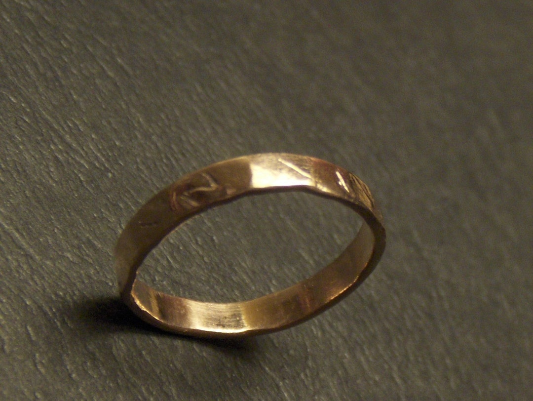 Valkyrie. Red 14K Gold Hammered Band. Odin's Valkyrie . Rustic Norse ...