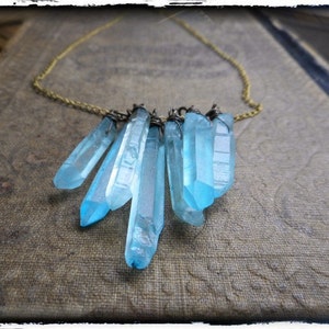 The Blue Ice Quartz Necklace. Rough Crystal Quartz Fringe | Etsy