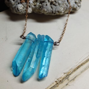 The Blue Ice Quartz Necklace. Rough Crystal Quartz Fringe Necklace ...