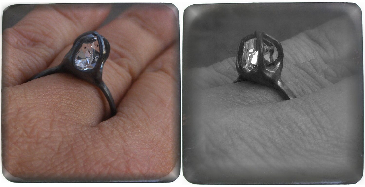 BETROTHED. Handmade Goth Engagement Ring 1.25-1.5 CT Herkimer | Etsy