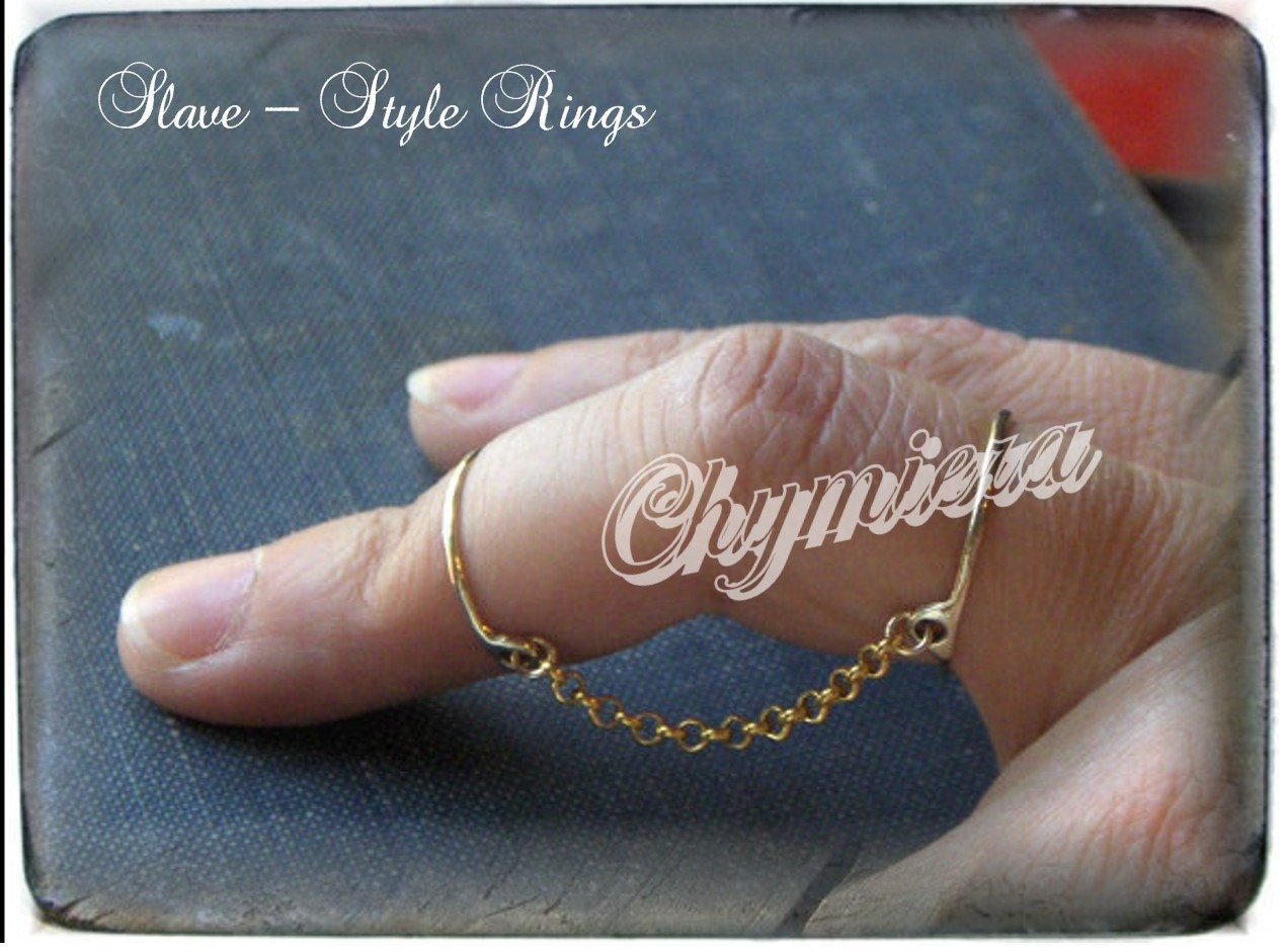 SLAVE Double Chain Connected Rings 10K Yellow Gold Chain - Etsy
