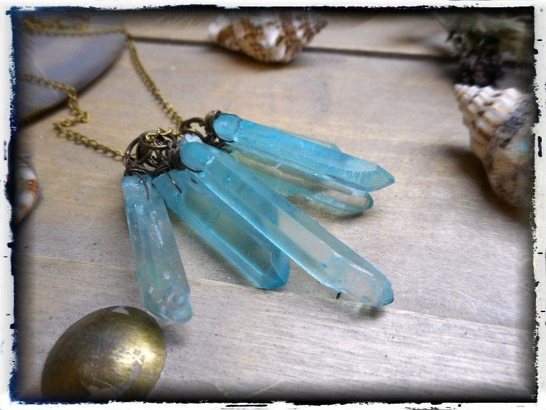 The Blue Ice Quartz Necklace. Rough Crystal Quartz Fringe | Etsy