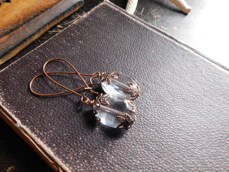 The Old Salem Soothsayer. Antiqued Copper & Lucite Crystal Earrings # ...