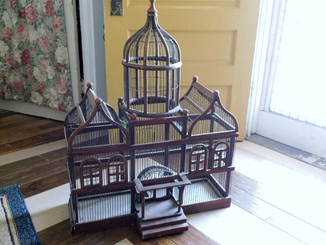 Antique Elegant Victorian Gothic Era Style Wooden Birdcage. French ...