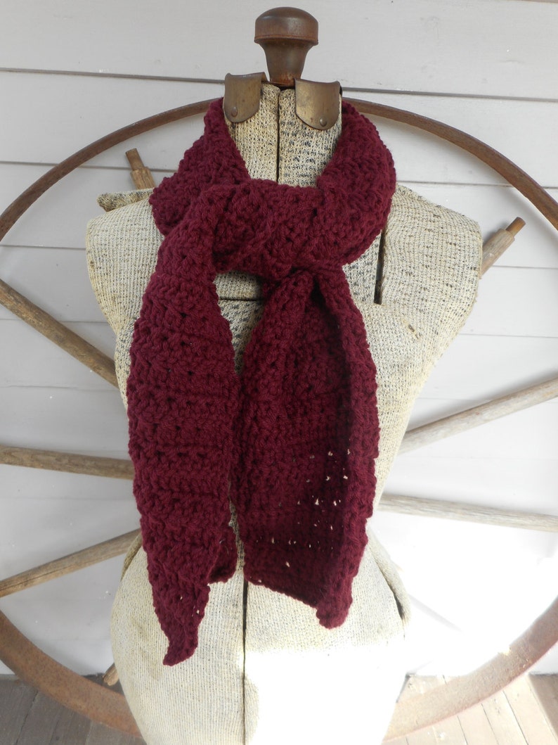 The Love for Blood Handmade Crochet Cable Scarf. Oxblood Burgundy Red ...