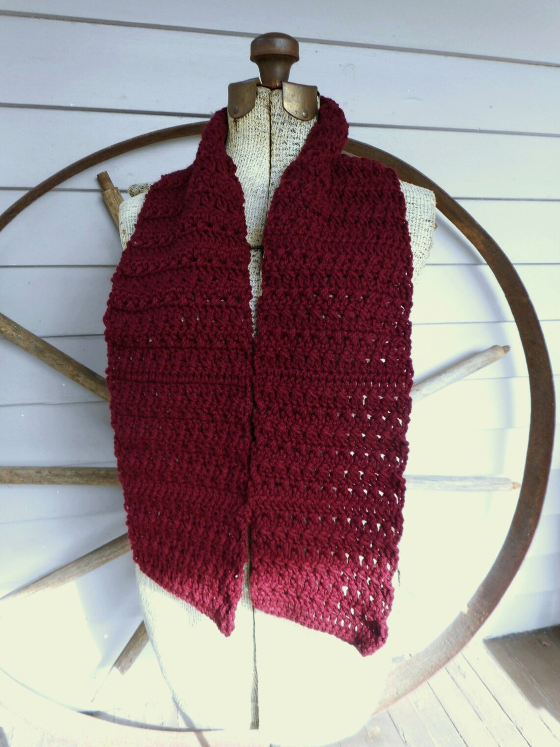The Love for Blood Handmade Crochet Cable Scarf. Oxblood Burgundy Red ...