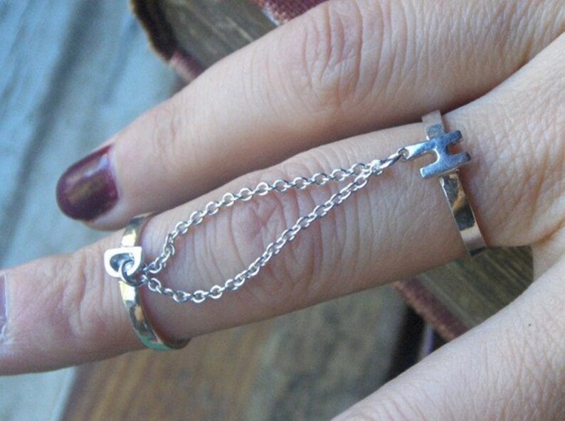 INITIALS SLAVE RINGS Sterling Silver Initials Double Bands - Etsy