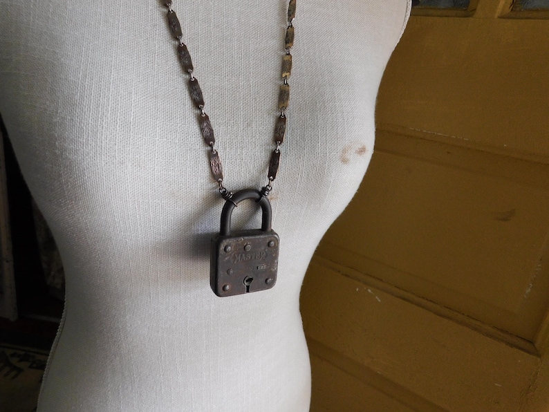 The Chain Gang. Antique Rusty Prison Padlock Grunge Necklace Choice of ...