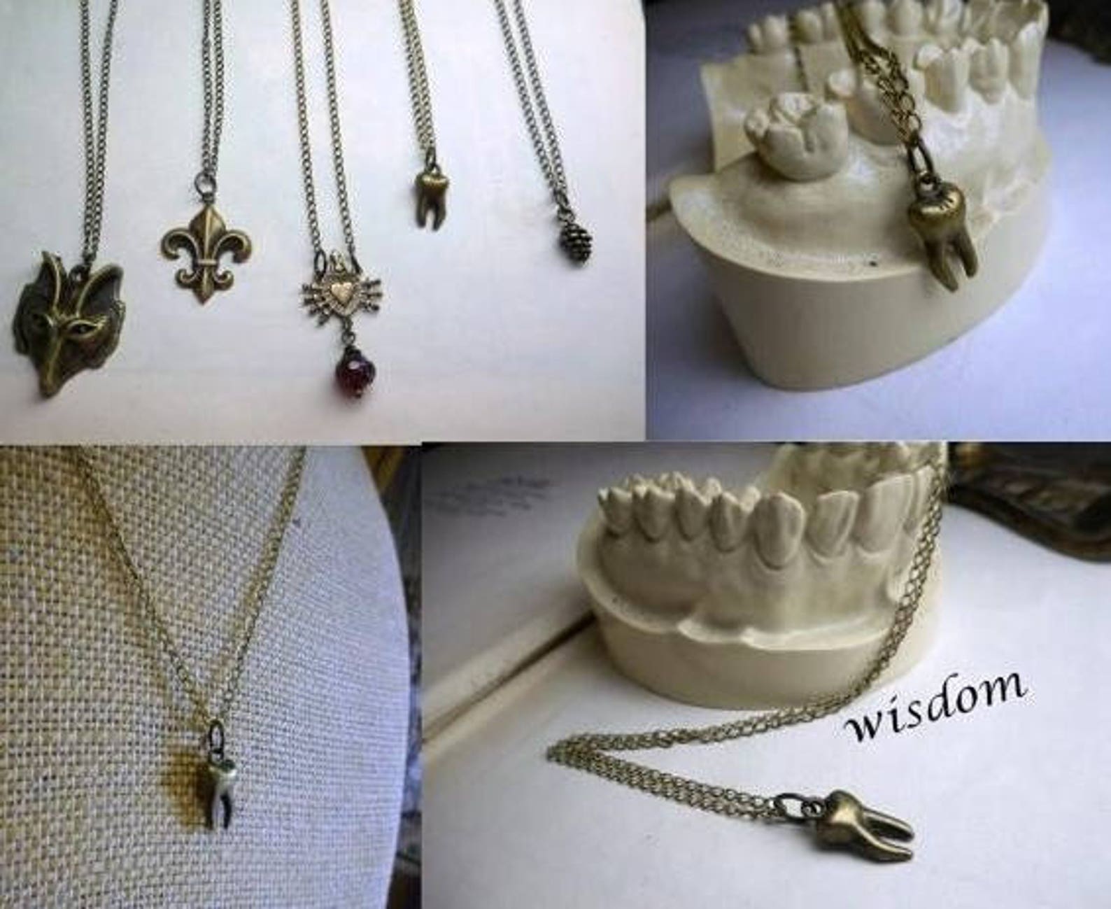 Brass charm necklace Choice Vulpes fox Nola fleur de | Etsy