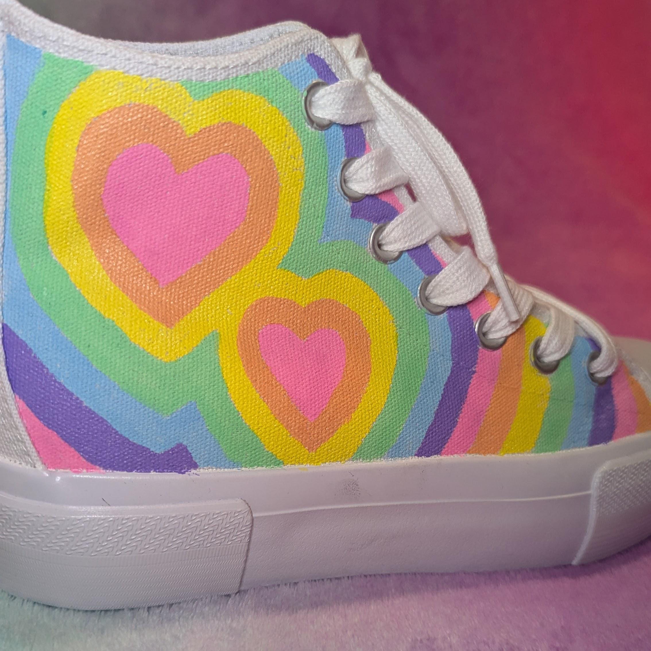 CUSTOM (ANY COLORS) Pastel Rainbow Heart Hi Top Shoes - Etsy