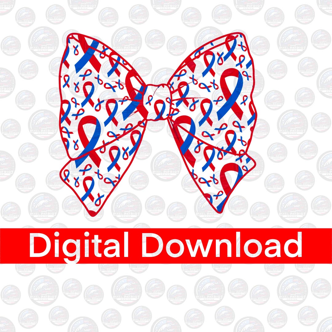 CHD Ribbon, Coquette Bow, Hlhs, Red and Blue, Heart Warrior, PNG - Etsy
