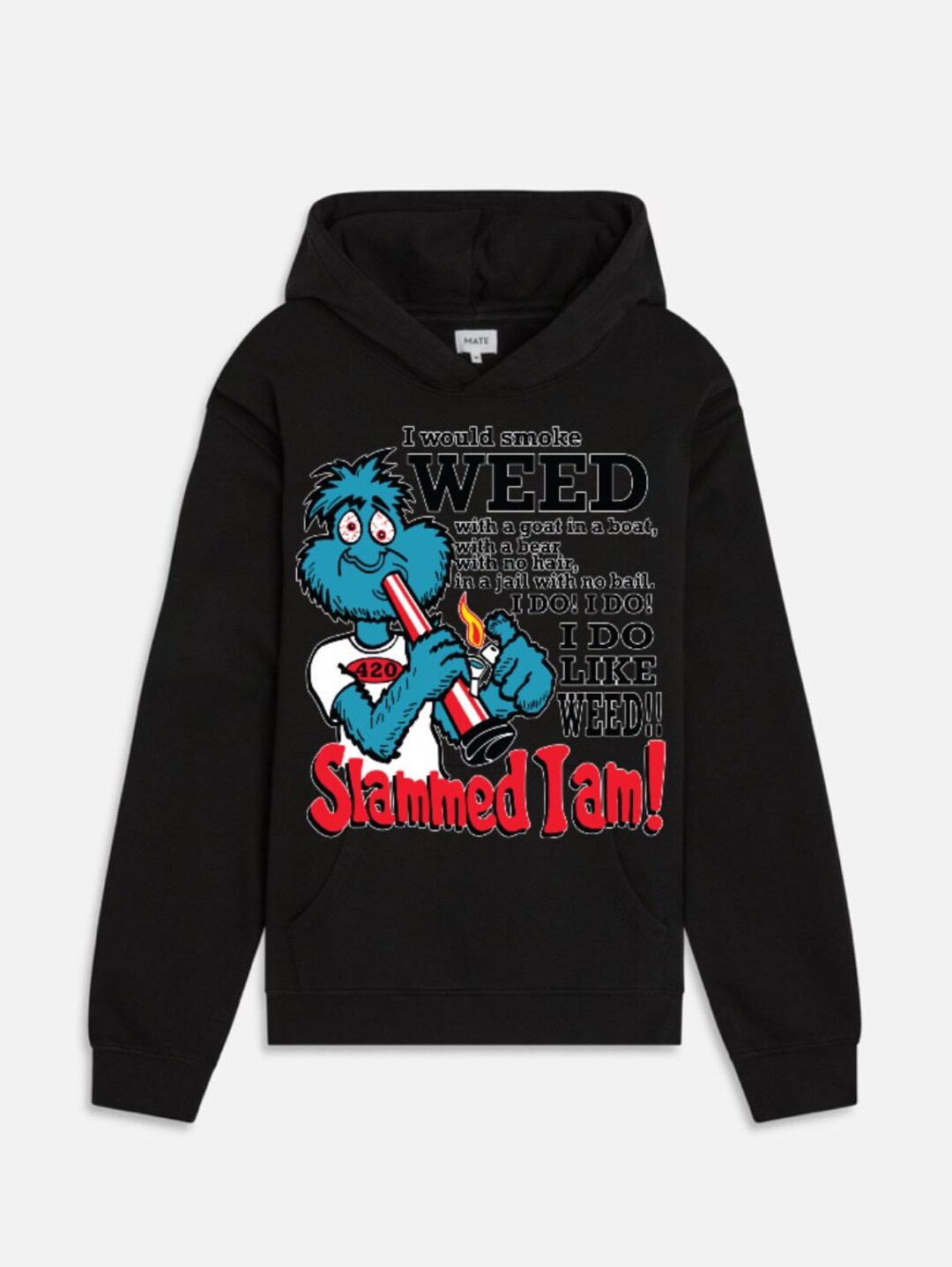 Slammed I Am Funny Cartoon Character Smoking Cannabis Black Gildan ...