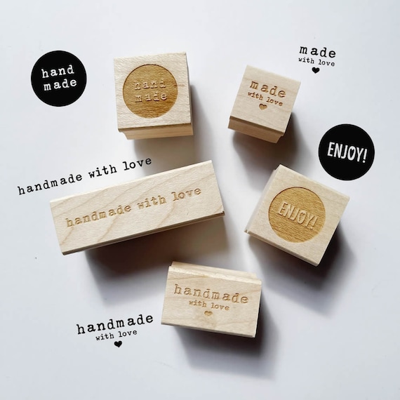 Handmade Rubber Stamps Made With Love Stamp Heart Stamp Wooden - Etsy