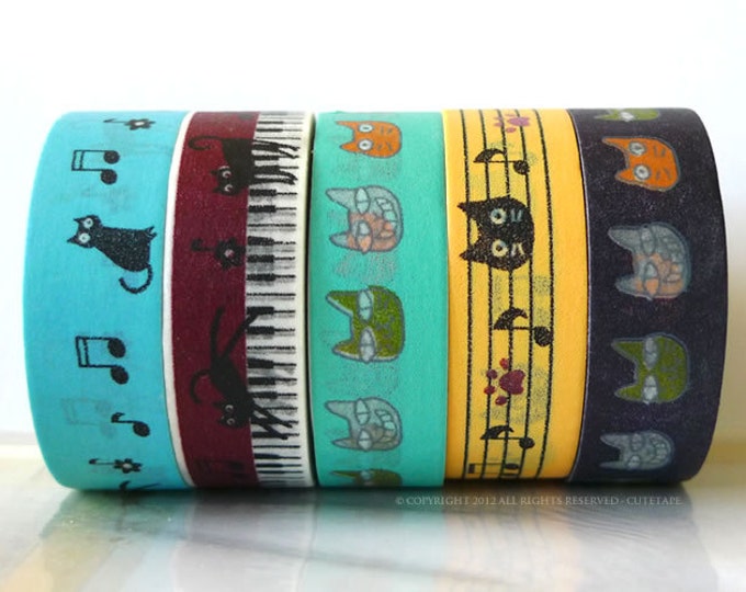 Cat Washi Tape CHOOSE ONE chugoku - Etsy
