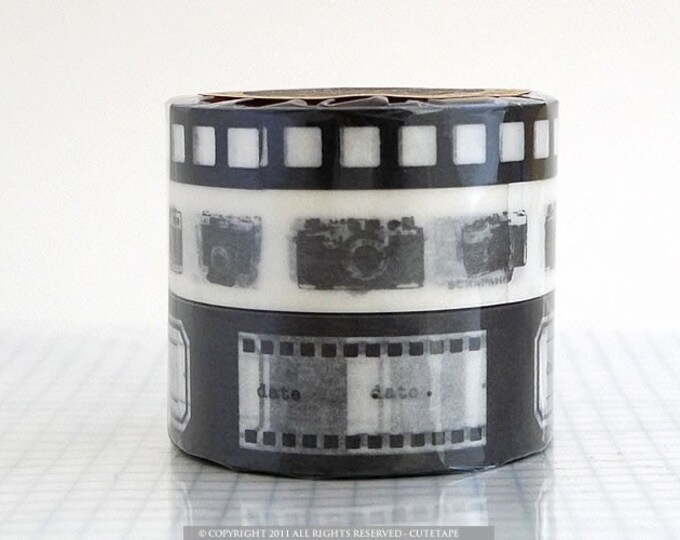 Film Camera Designs METALLIC BLACK Washi Paper Tape Set of 3 - Etsy
