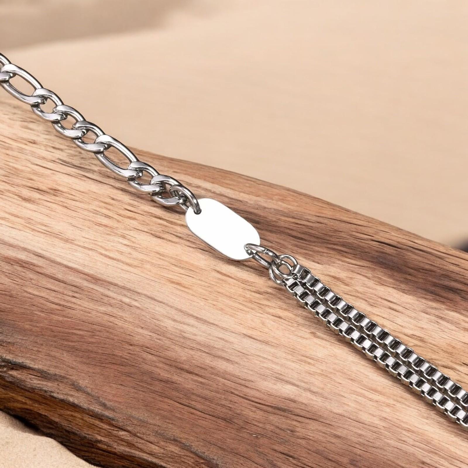 Custom Engraved Stainless Steel Chain Bracelet - Waterproof Men's ...