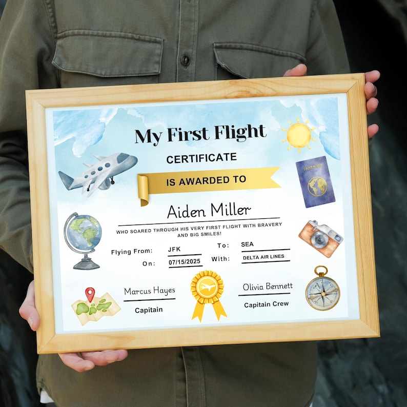 Editable First Flight Certificate: Airplane Travel Keepsake (digital ...