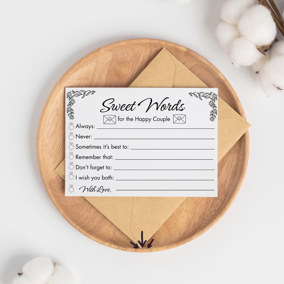 Wedding Advice Cards: Editable Template for Bridal Shower (canva ...