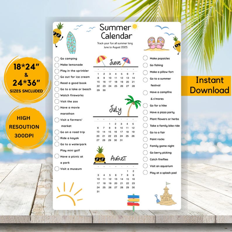 Printable Summer Activities Calendar for Kids 2025 (editable PDF ...