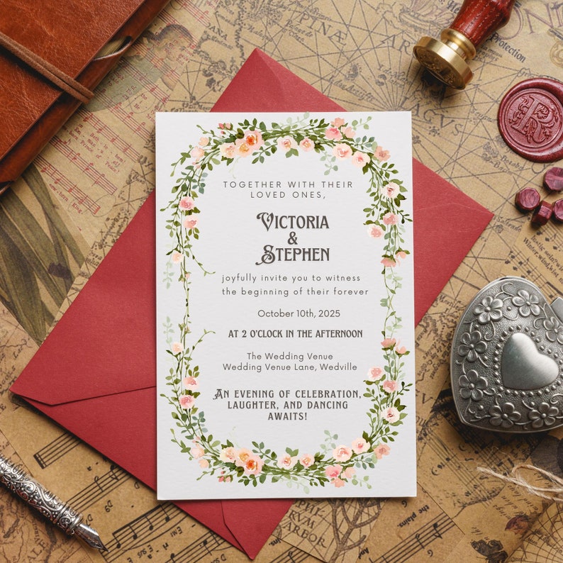 Editable Wildflower Wedding Invitation,floral Botanical Invite ...