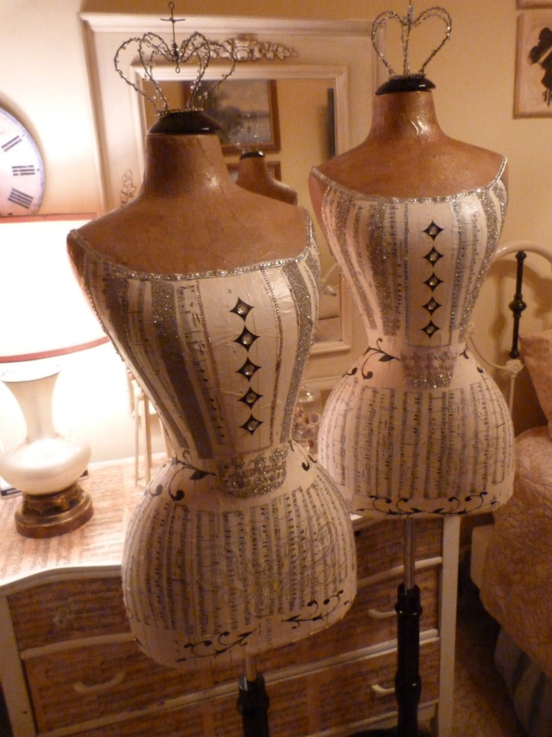 Vintage Inspired Wasp Waist Mannequin Dress Form Glitter Crystal Bling ...