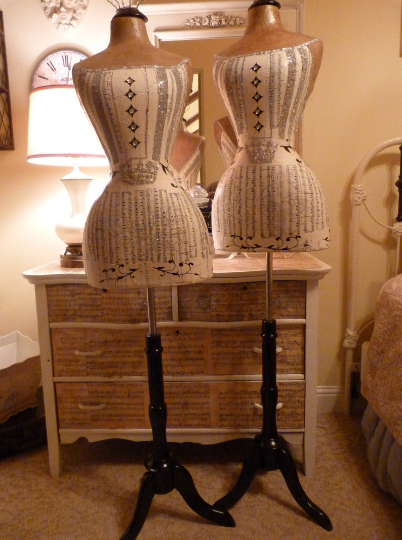 Vintage Inspired Wasp Waist Mannequin Dress Form Glitter Crystal Bling ...