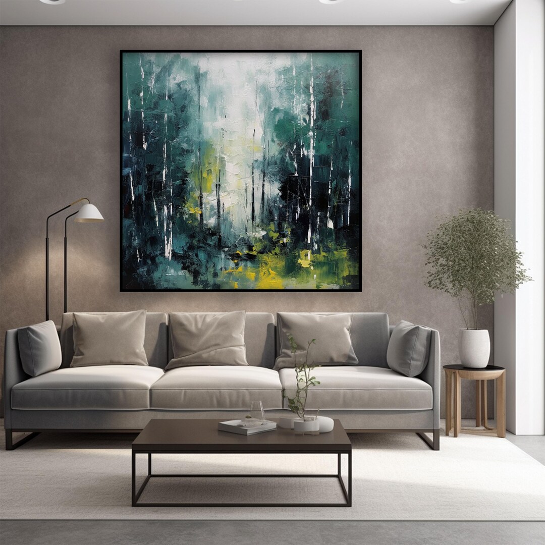 Dark Green Forest Oil Painting: Abstract Trees Artwork - Etsy