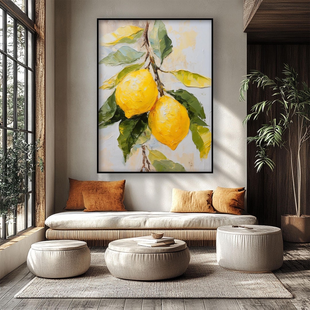 Hand-painted Lemon Tree Oil Painting: Kitchen Wall Art - Etsy