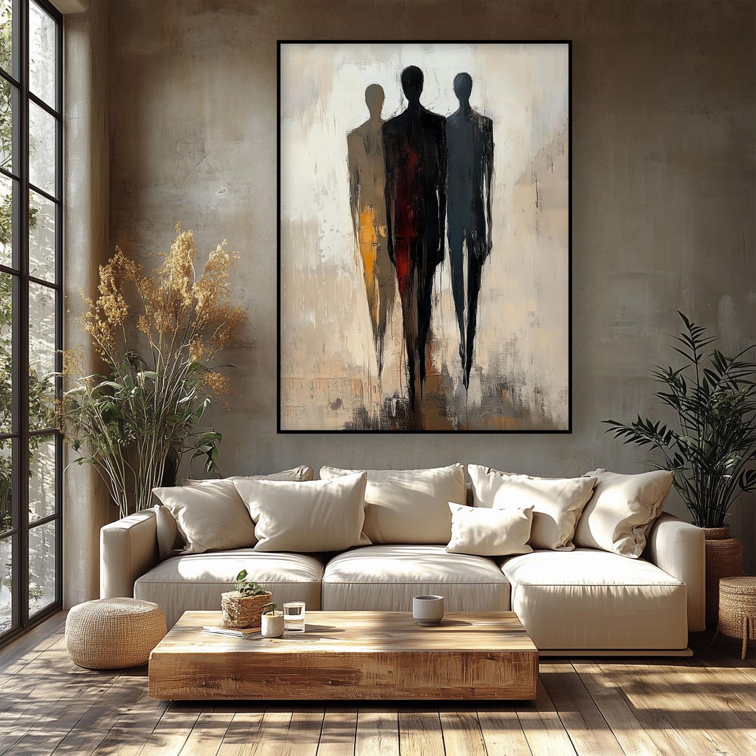 Abstract Figures Oil Painting, Textured Canvas Art, Modern Home Decor ...