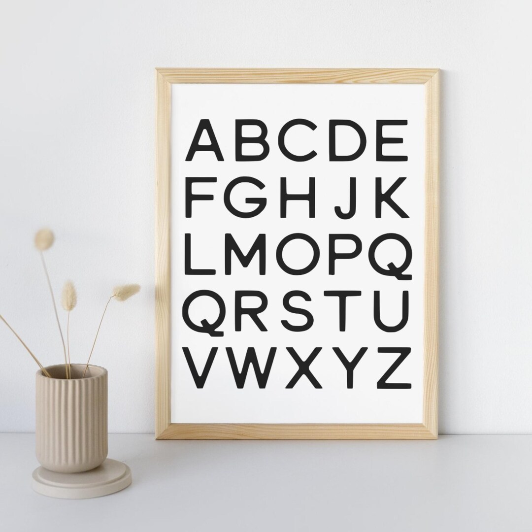 Minimalist Alphabet Wall Art Print, Modern Typography Poster, Digital ...