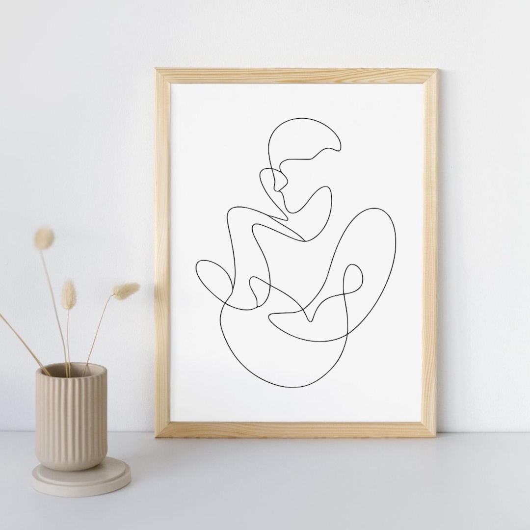 Abstract Human Figure Line Art Print, Minimalist Wall Art, Digital ...