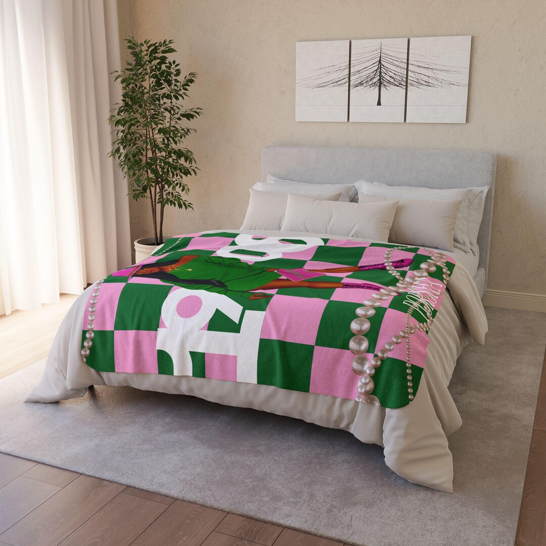 Personalized Pink and Green Fleece Blanket, Alpha,kappa,alpha,1908 ...