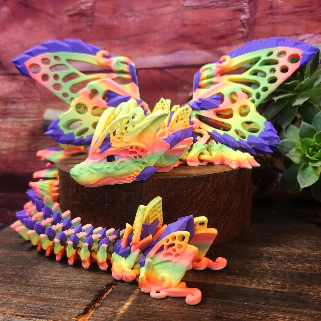 Fae Wolf Dragon With Wings 3D Printed Articulated Fidget Toy - Etsy