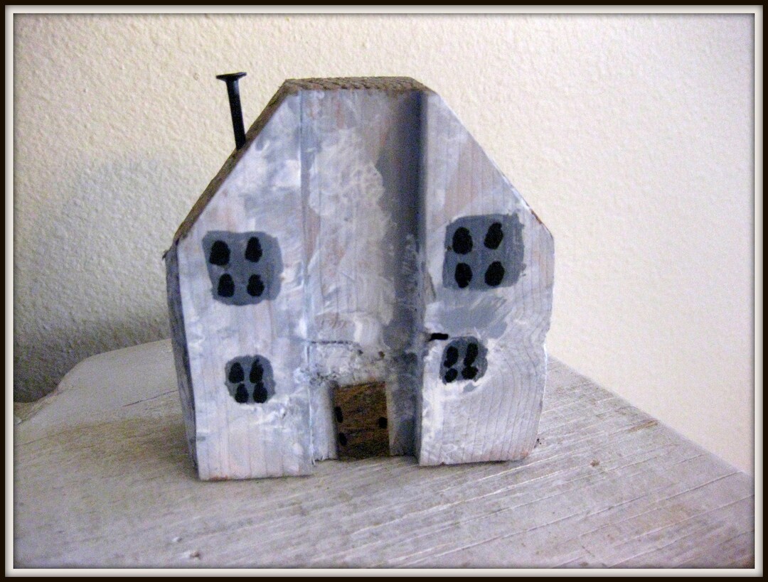 Small Primitive Hand Painted Wood House Rustic Reclaimed Wood - Etsy