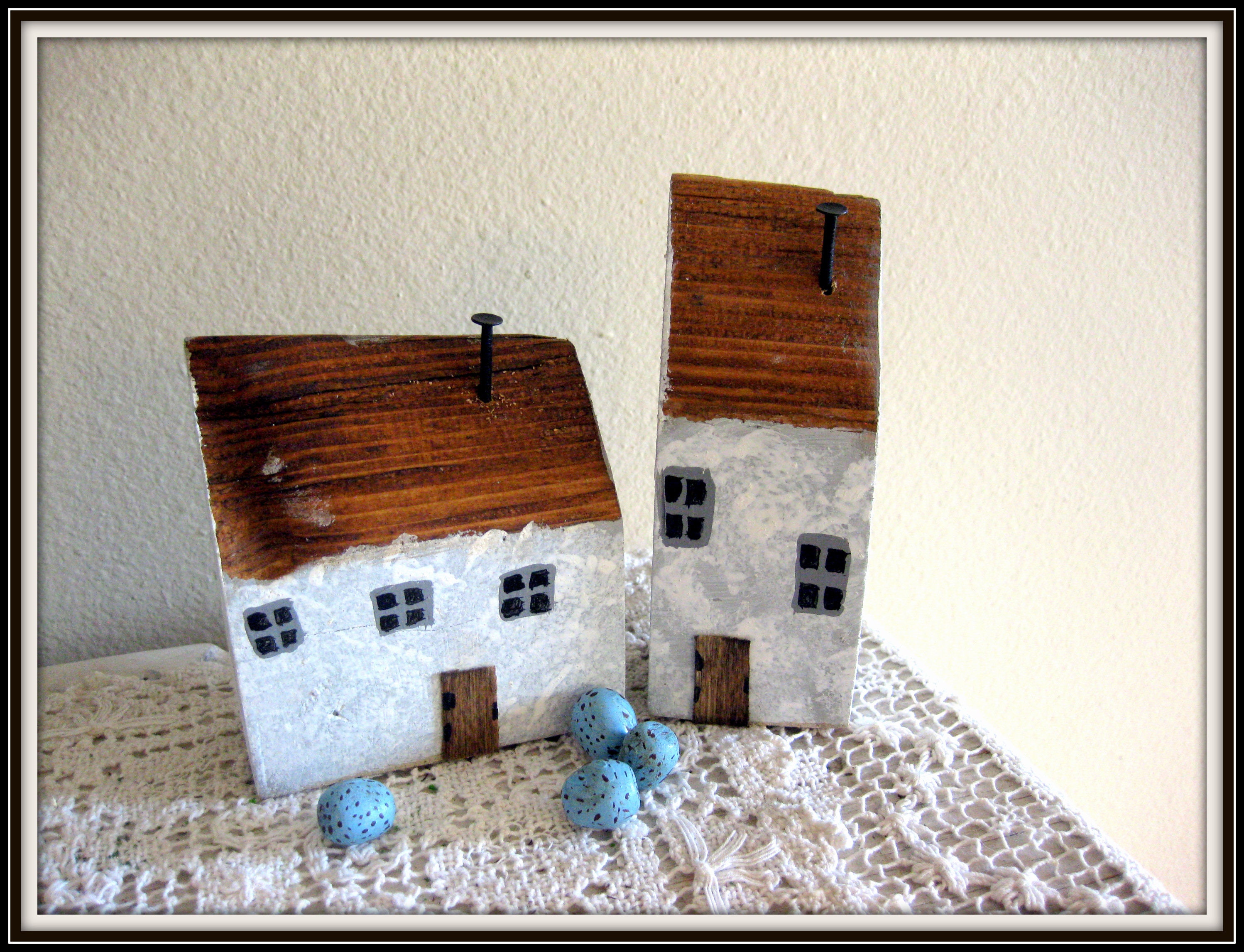 Primitive Reclaimed Small Wood House Hand Painted Set of 2 - Etsy