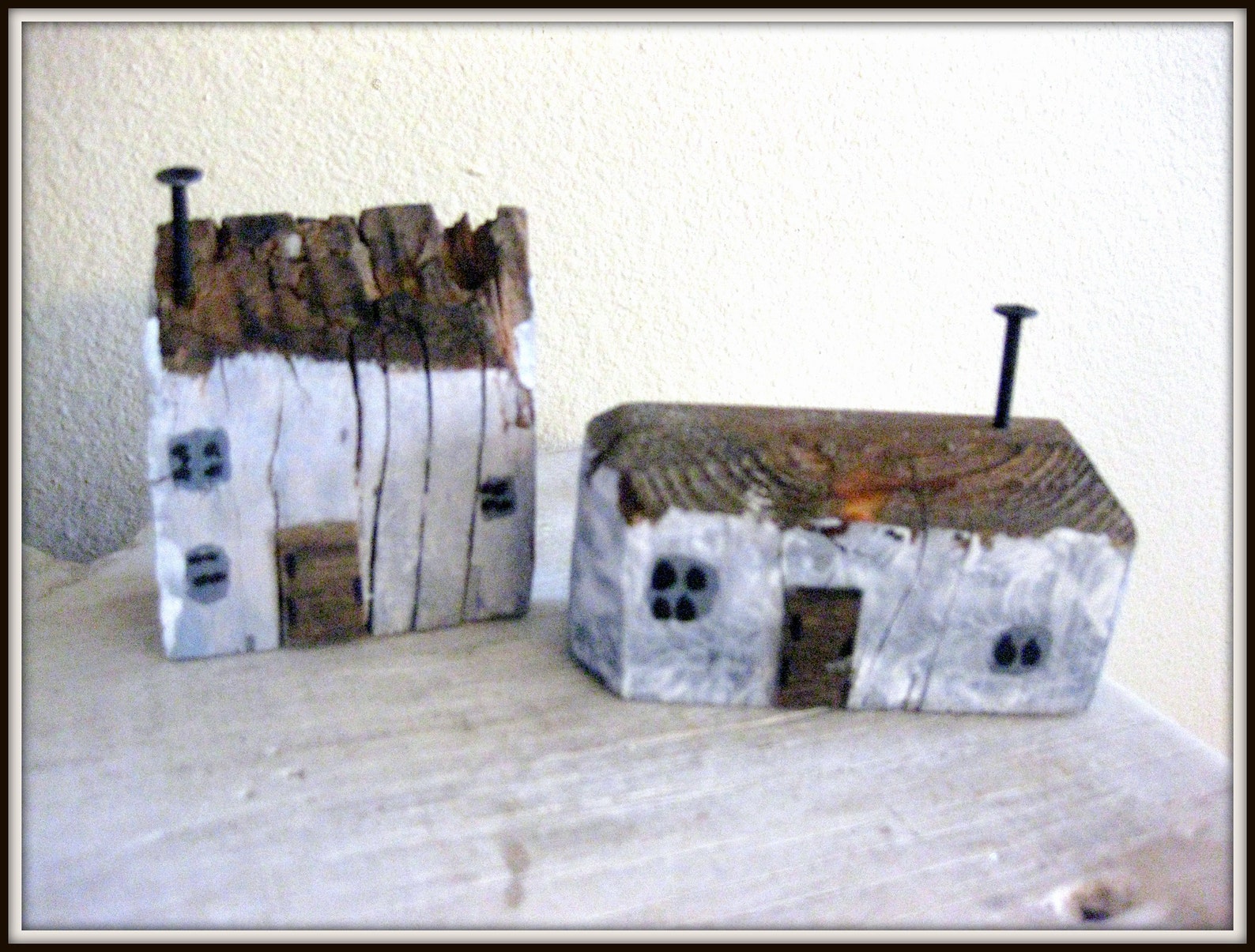 Primitive Reclaimed Small Wood House Hand Painted Set of 2 - Etsy